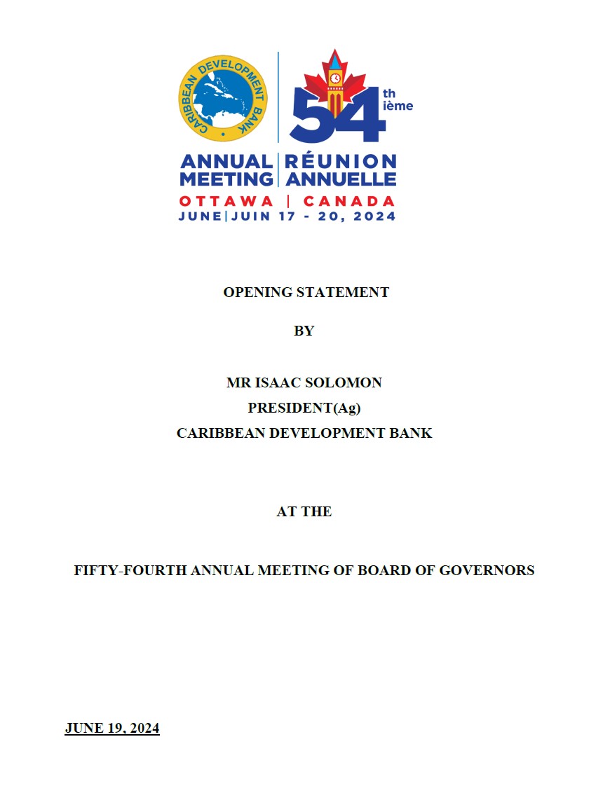 54th Annual Meeting: Opening Statement by Acting President of the ...